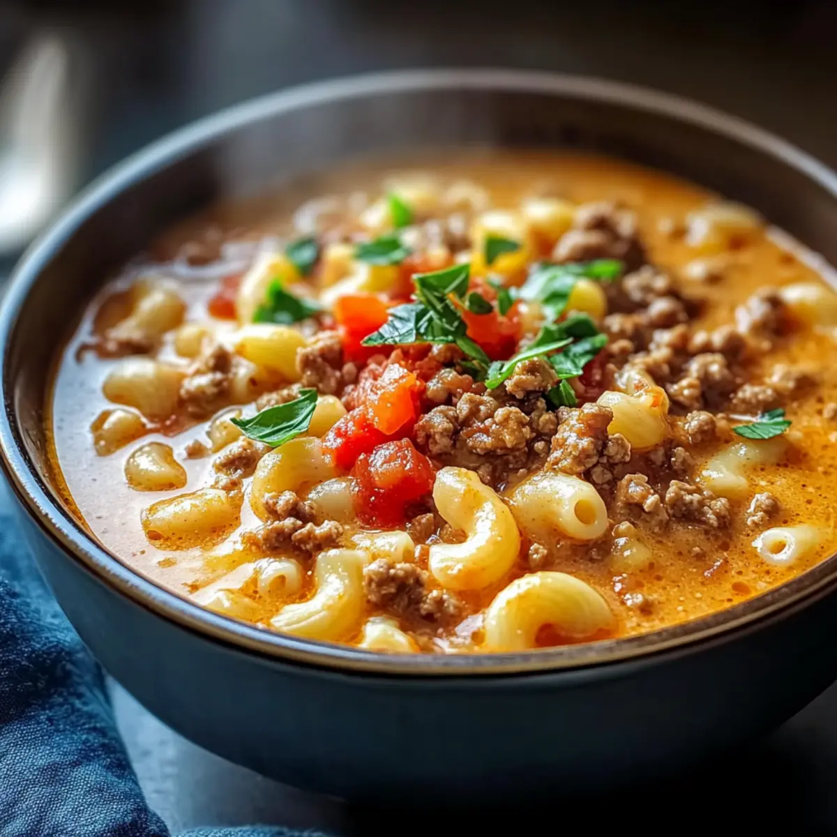 Cheeseburger Macaroni Soup: Ultimate Comfort in Every Creamy Spoonful