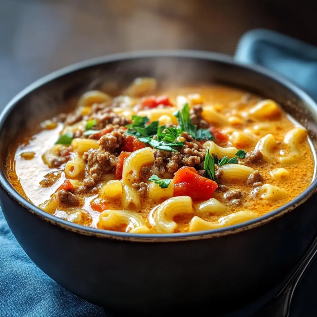 Cheeseburger Macaroni Soup: Ultimate Comfort in Every Creamy Spoonful