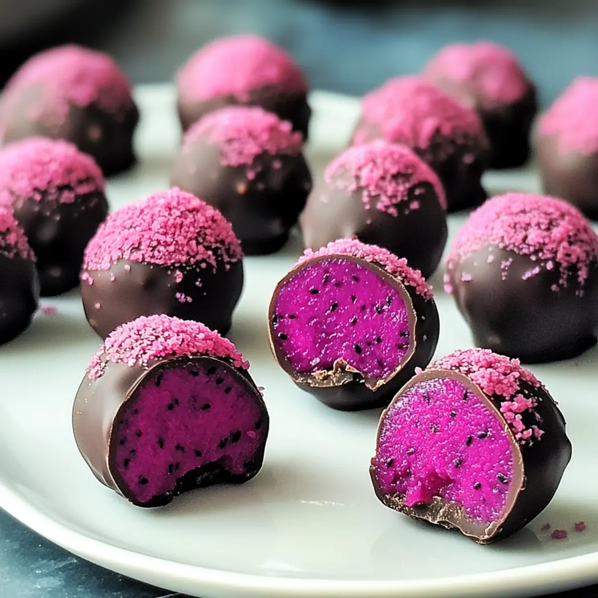 Irresistible No-Bake Dark Chocolate Dragon Fruit Coconut Treats
