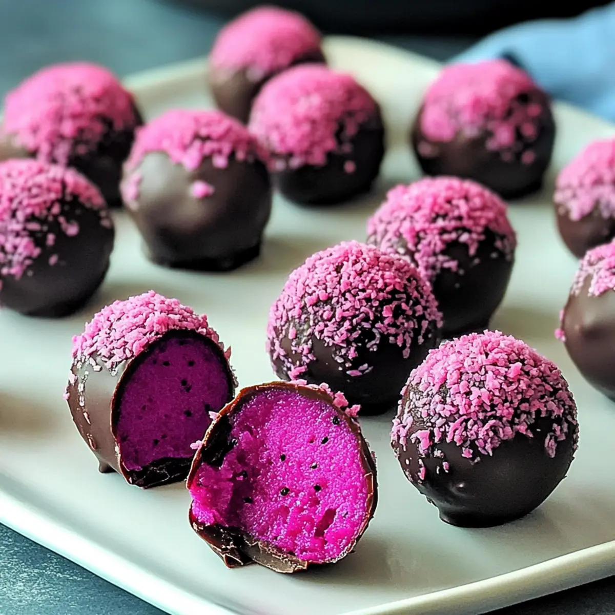 Irresistible No-Bake Dark Chocolate Dragon Fruit Coconut Treats