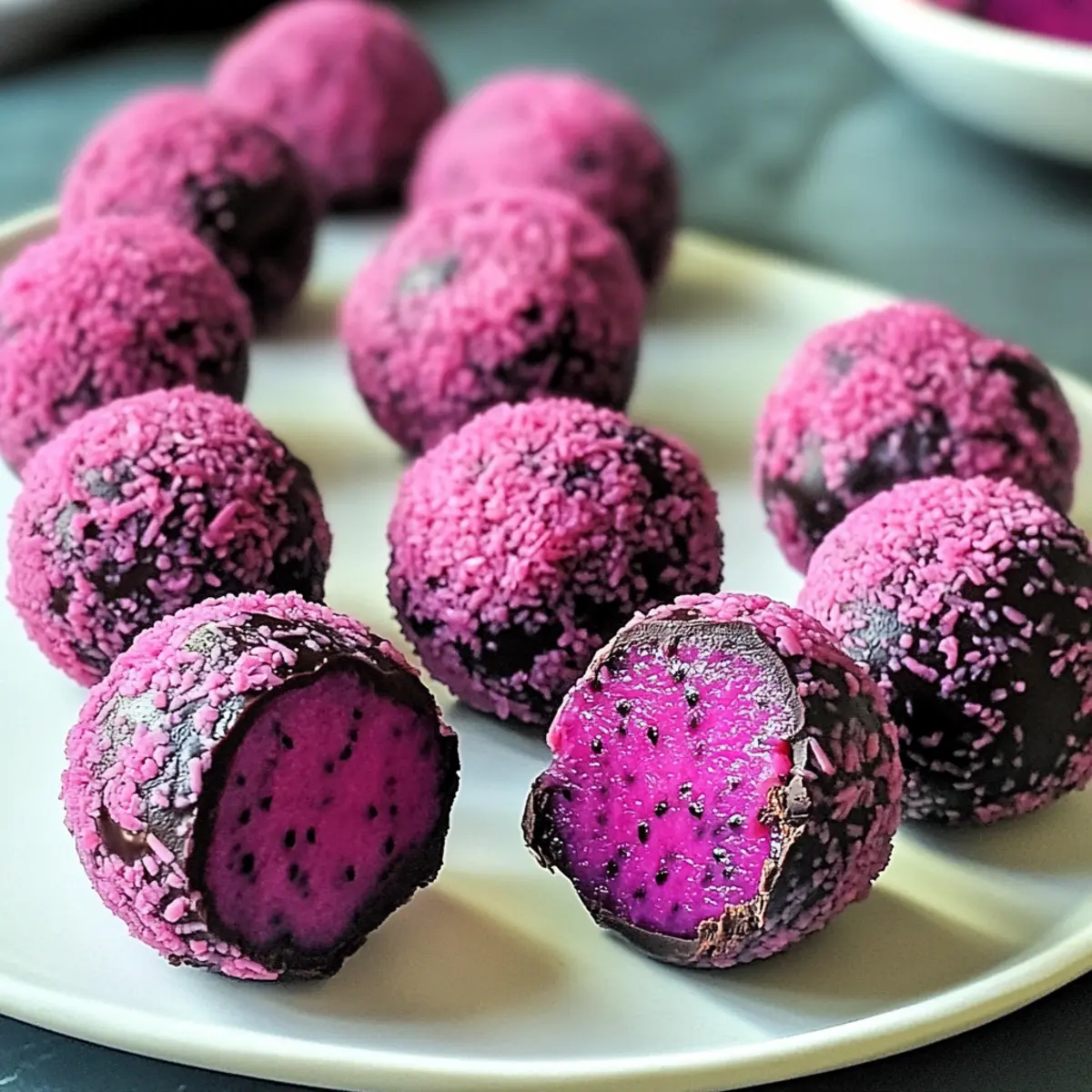 Irresistible No-Bake Dark Chocolate Dragon Fruit Coconut Treats
