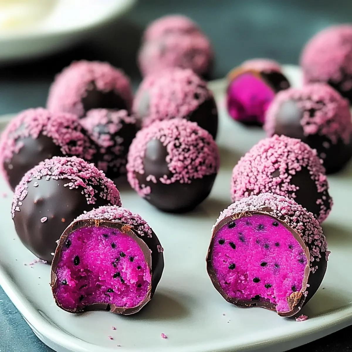 Irresistible No-Bake Dark Chocolate Dragon Fruit Coconut Treats