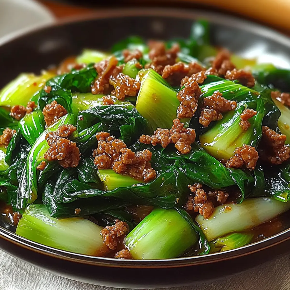 Delicious Stir-Fried Bok Choy with Ground Meat Recipe in 30 Mins